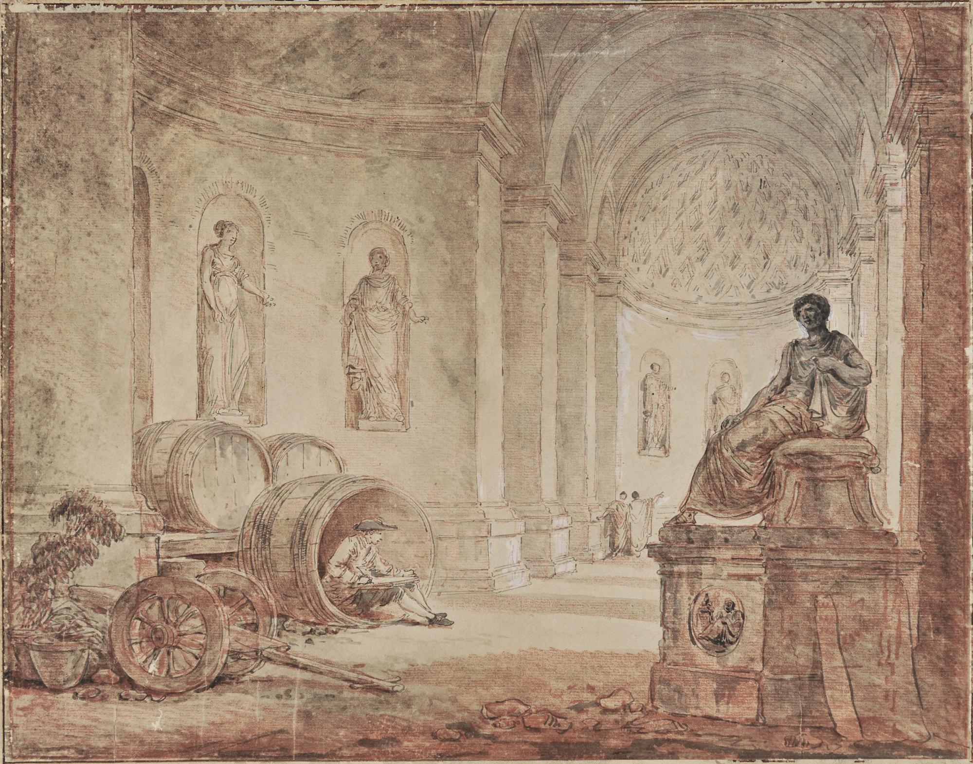 Young Artist drawing at a Roman Monument - National Gallery