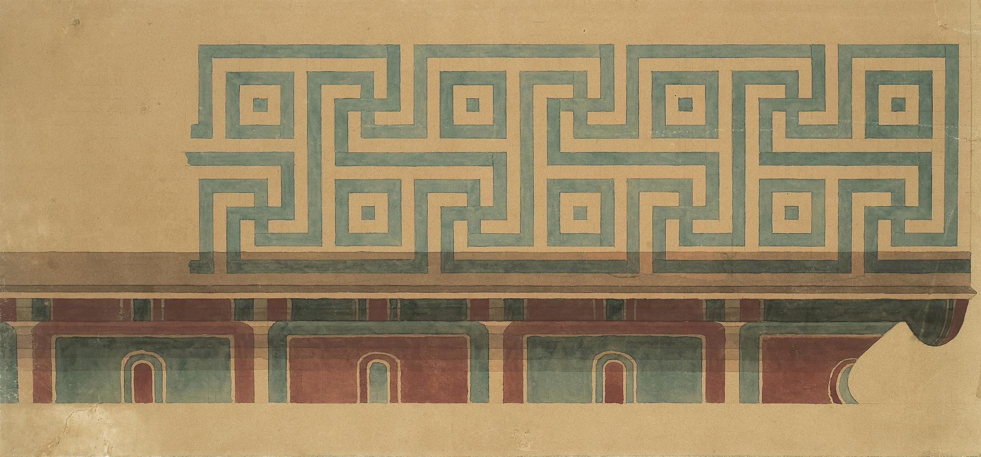 Parthenon. Polychromy Study, probably above the Frieze, Composite ...