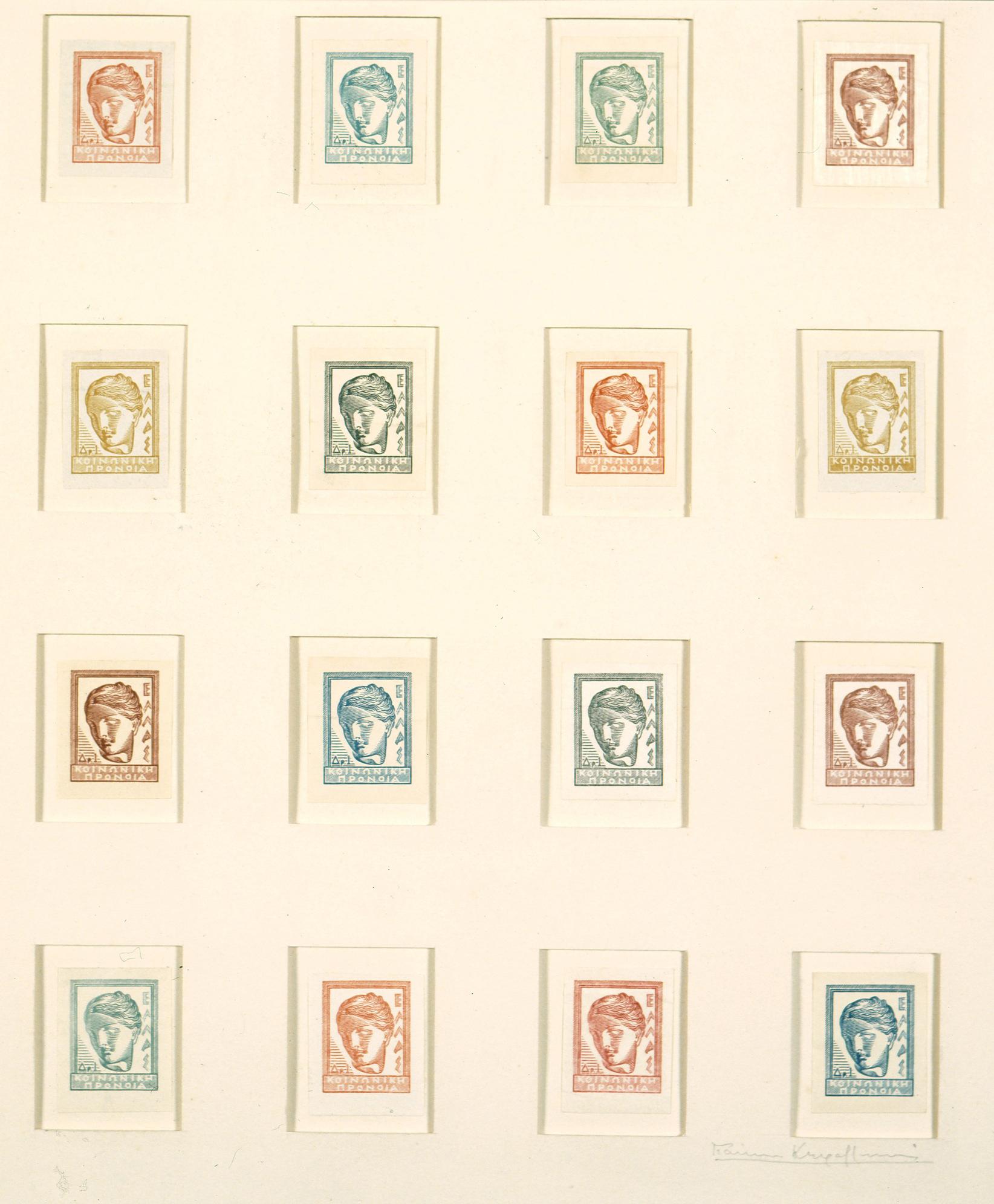 Drawings for "Welfare" postage stamp series - National Gallery