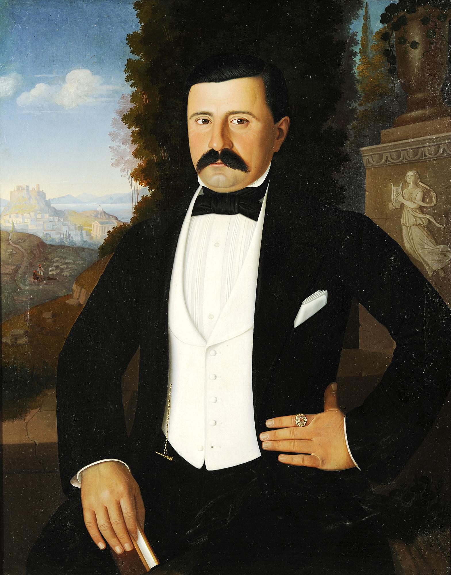 Portrait of Noble with the Acropolis and Theseio in the Background ...