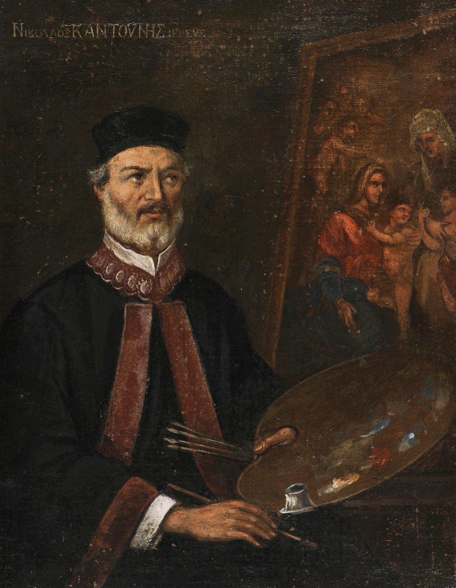Self-Portrait of the Artist Painting a Religious Scene - National Gallery